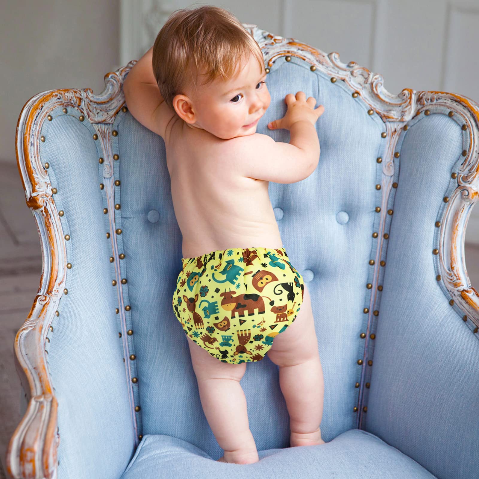 TDIAPERS Cloth Diapers for Babies One Size Adjustable Washable Reusable for Baby Girls and Boys 8 Pack with 6 Inserts, 1 Wet Bag