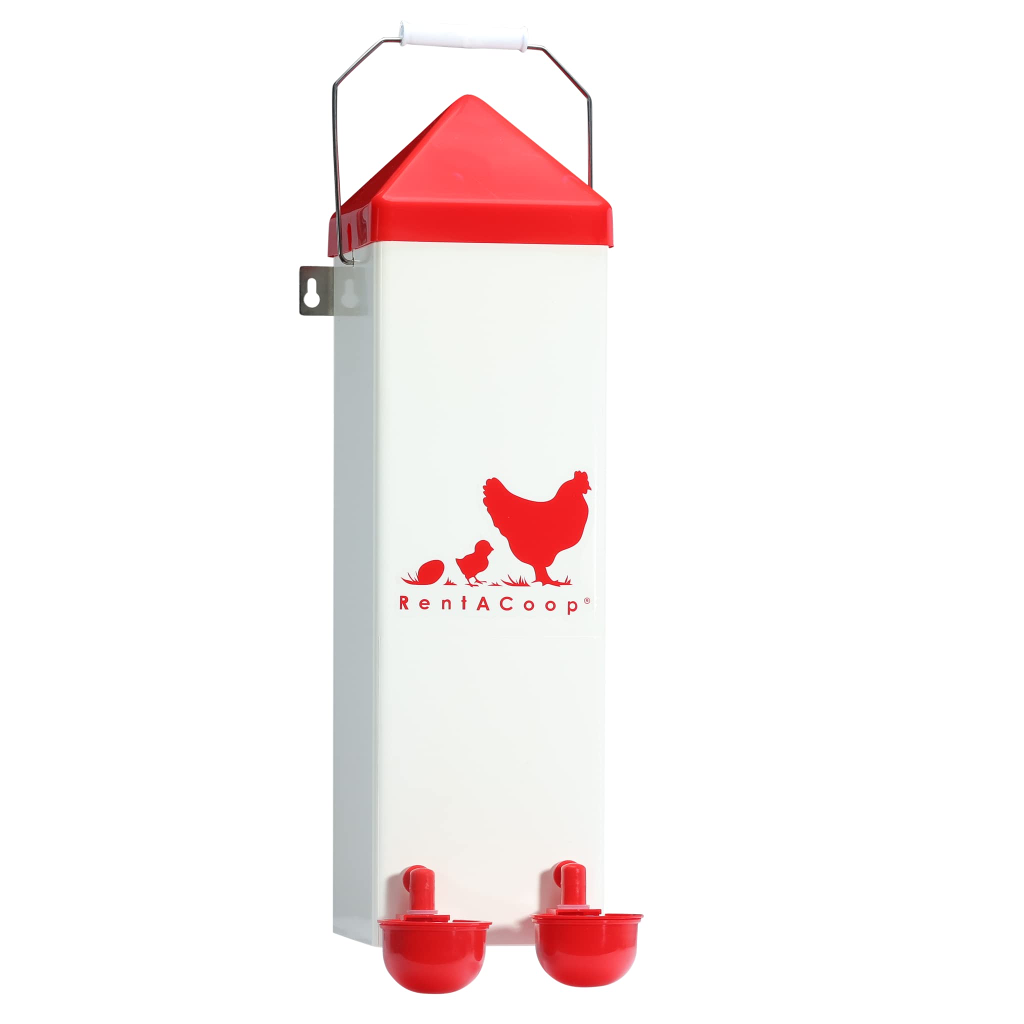 RentACoop 2 Gallon Chicken Waterer with Auto-Fill Cups, Horizontal Nipples, Anti-Roost Cone and Mounting Kit - Suitable for Chickens, Quail, Ducks, Geese, Turkey and More