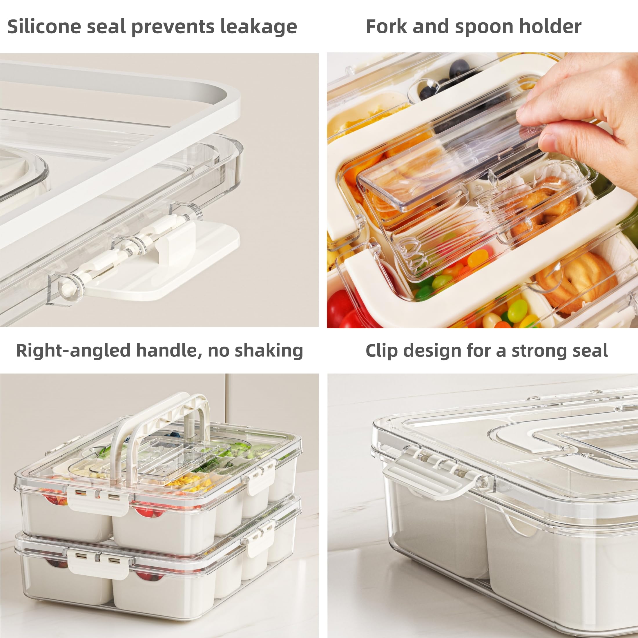 SHUCHNOYE Snackle Box Container with Lid and Handle β Divided Serving Platters for Candy, Fruit, and Treats β Portable and Versatile Snackle Box