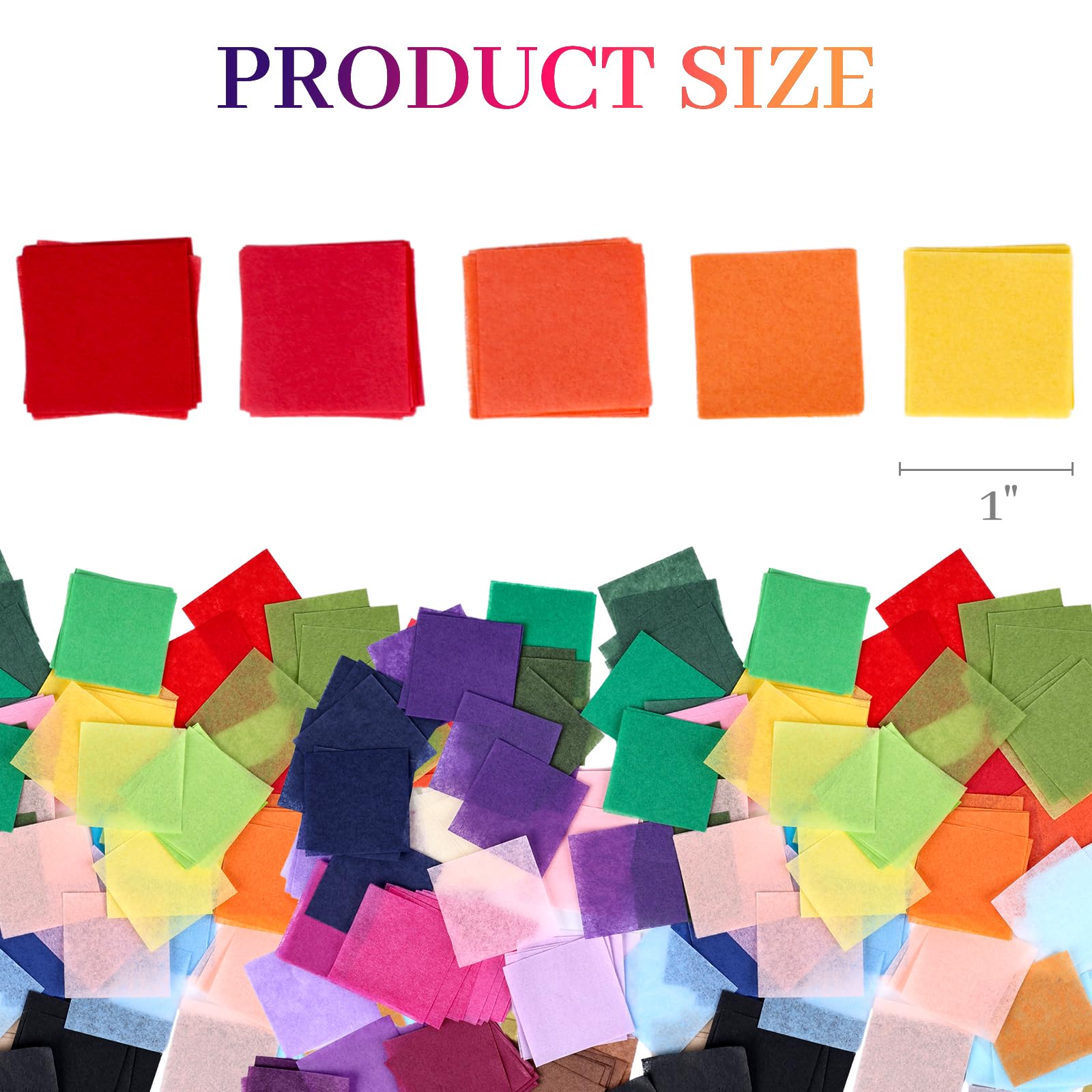Shindel 7200 Sheets Square Tissue Paper, 1 Inch Art Rainbow Confetti Paper Bulk 40 Multicolor Tissue Mosaic Squares for Kids Collage Crafts DIY Projects