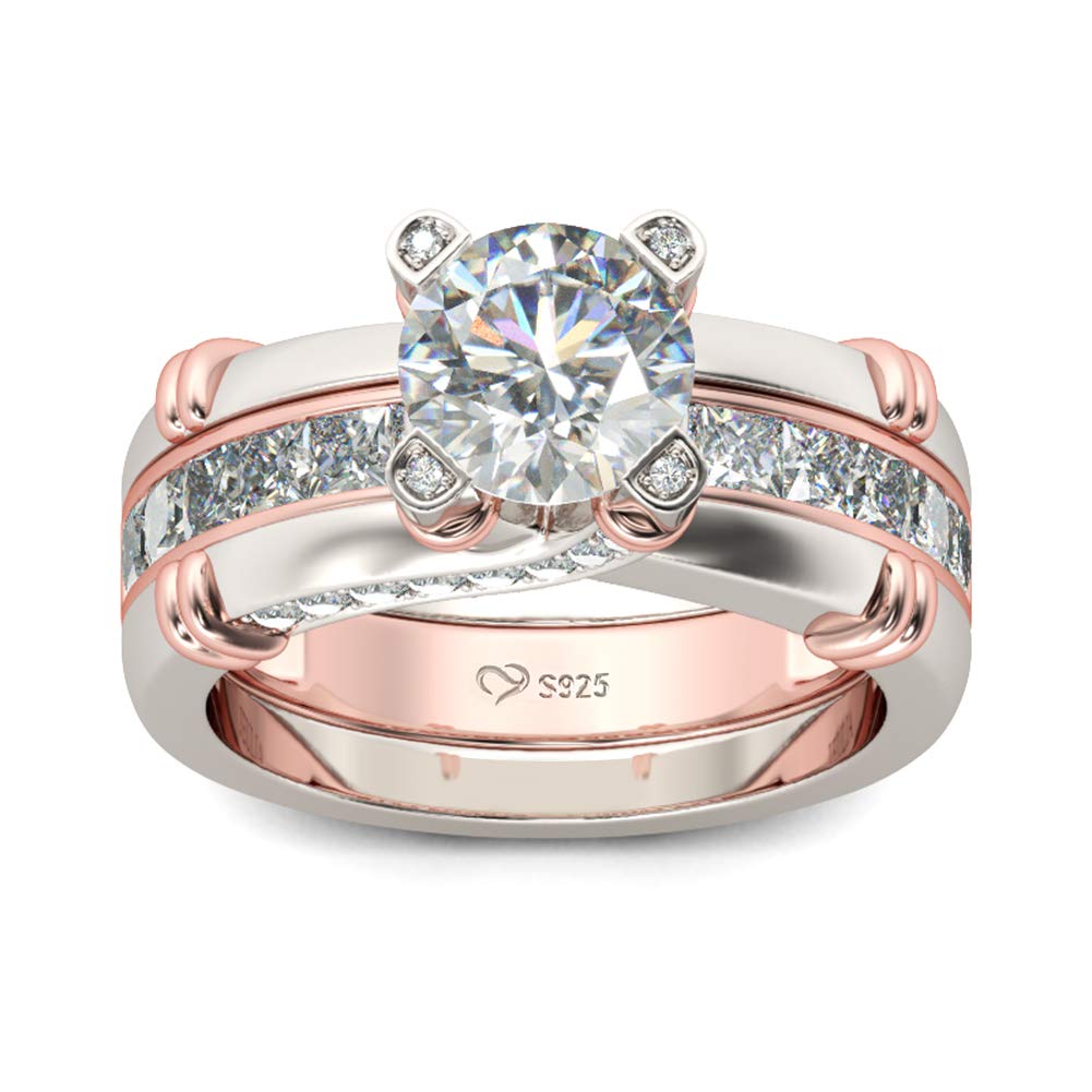 JEULIA Diamond Band Rings for Women cz Sterling Silver Interchangeable Ring Sets Wedding Engagement Anniversary Promise Ring Bridal Sets