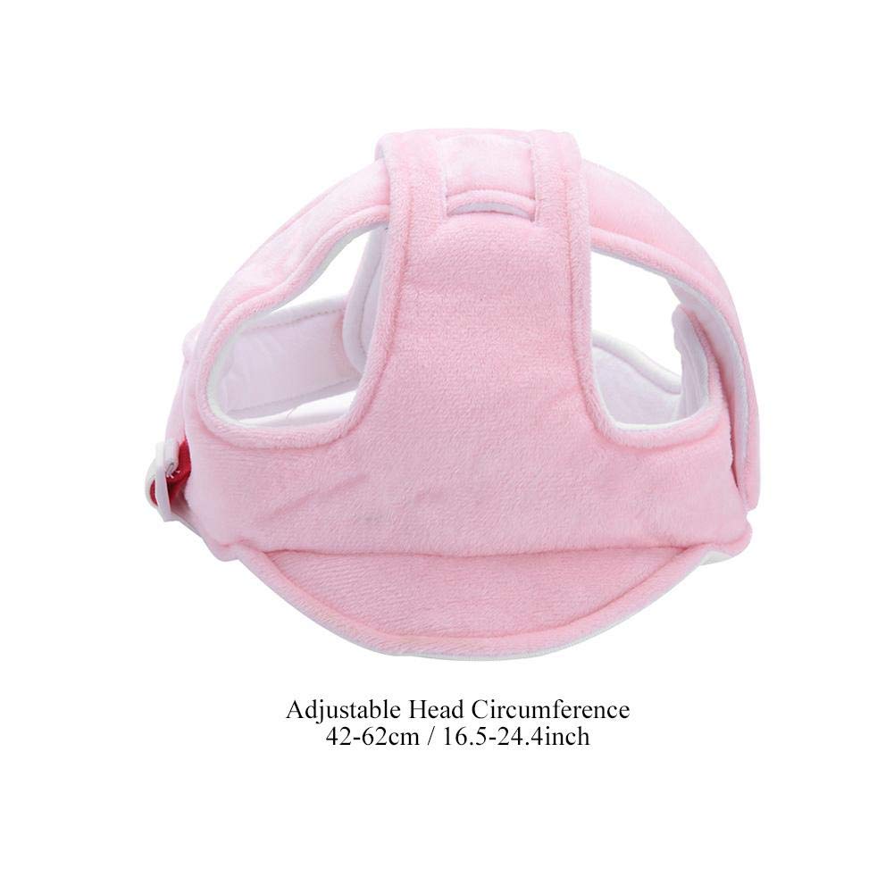 Infant Head Protection Cushion Bonnet Hat Baby Toddler Safety Helmet Adjustable Safety Protective Headguard Harnesses Hat for Biking Walking Crawling(Pink)