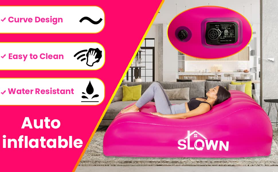 Slown BBL Bed - Inflatable BBL Mattress with Hole After Surgery for Butt Sleeping, Brazilian Butt Lift Recovery, BBL Bed with Hole with Built-in Electric Air Pump, Neck Pillow and Urination Device