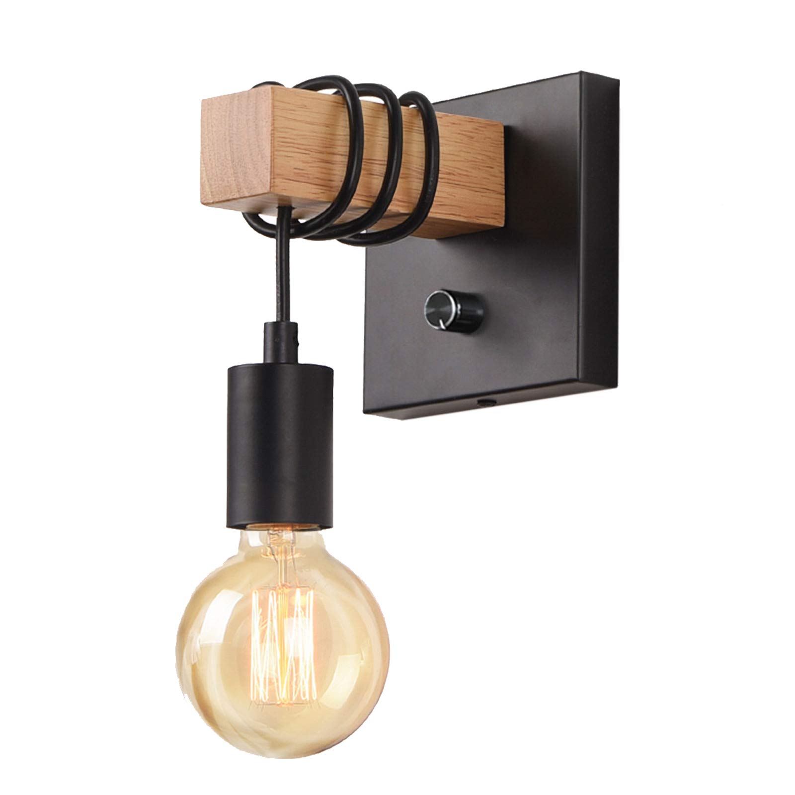 Lightess Black Wall Lights, Edison Wall Lamp 1-Light Industrial Farmhouse Sconce for Barn Kitchen, Living Room, LG9423728