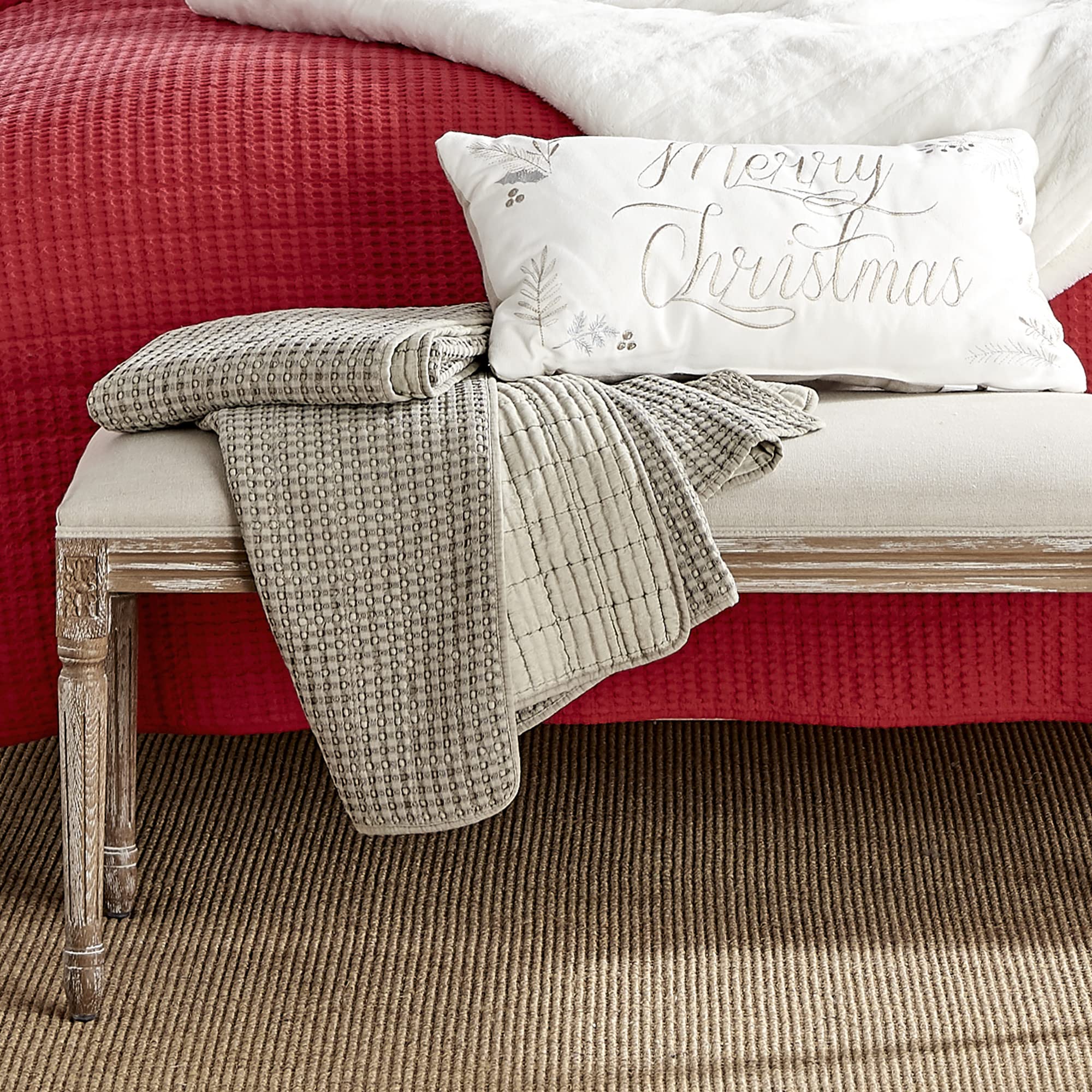 Levtex Home - Mills Waffle - Throw - Taupe Cotton Waffle - Throw Size 50 x 60in.