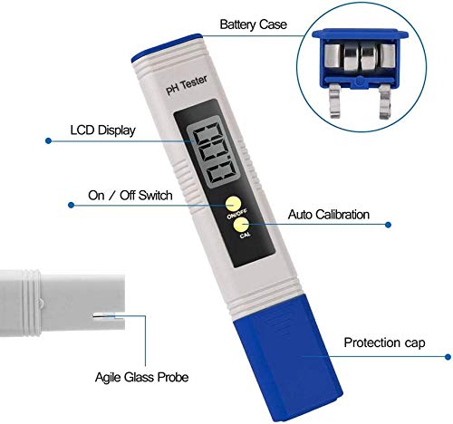 Pesonder PH Meter, Digital PH Meter 0.01 PH High Accuracy Water Quality Tester with 0-14 PH Measurement Range for Household Drinking, Pool and Aquarium Water PH Tester Design with ATC, Blue