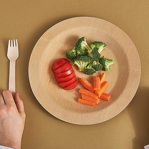 Sihuuu Disposable Wooden Forks, Natural Birch Wood Forks, Cutlery Taster, Green Plain Forks(100 PCS)