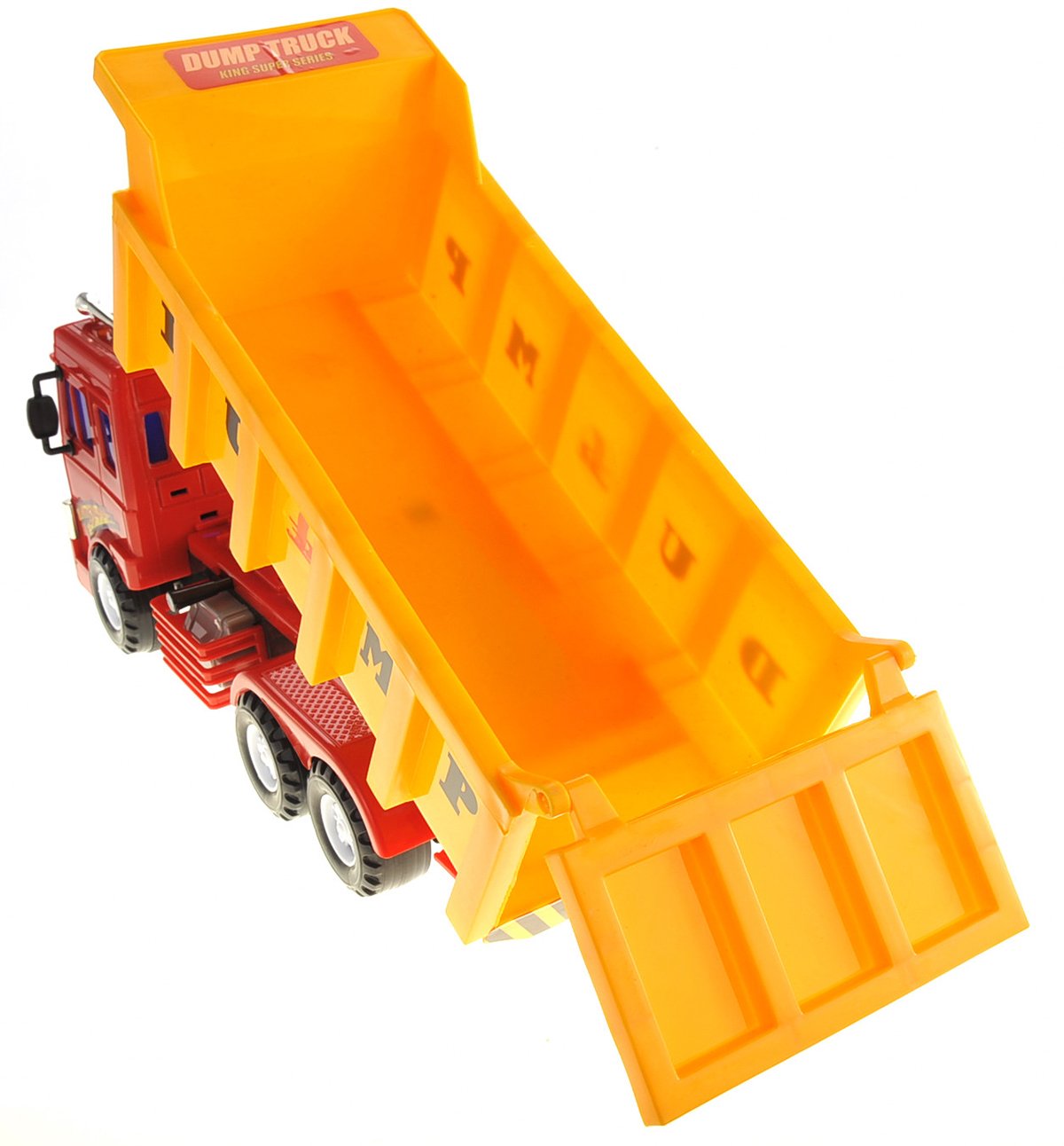 PowerTRC 15" Push & Go Dump Truck Toy | Realistic Friction Powered Dump Construction Truck for Kids Ages 3 Up