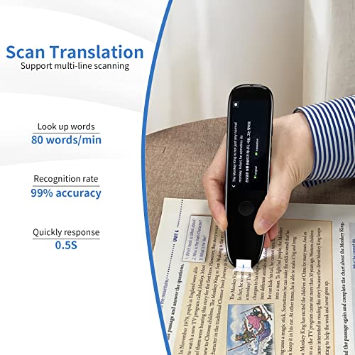 Vormor X3 Translation Pen Scanner, Reader Pen Text to Speech Device for Dyslexia 112 Language Translator Device Support Text Extract, Intelligent Recording Scanner Pen with 2.9 Inch Touch Screen
