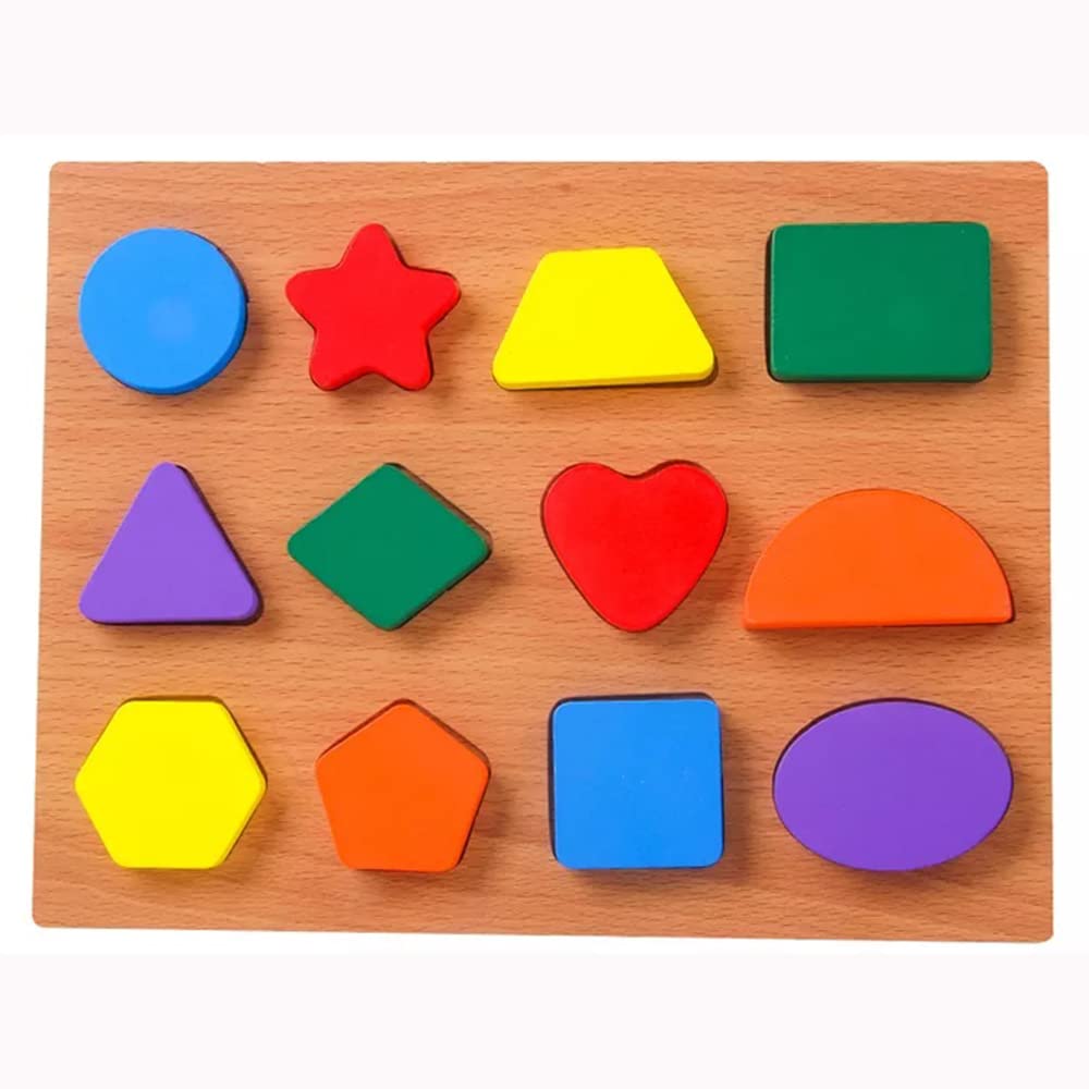 Montessori Learning with Toys Wooden Toddlers, Preschool Children Learning Basic Shapes Activity Board, for Children 3 Years and Older