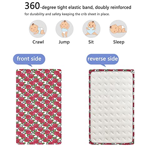 Roses Themed Fitted Crib Sheet,Standard Crib Mattress Fitted Sheet Ultra Soft Material-Baby Sheet for Boys Girls,28β x52β,Multicolor