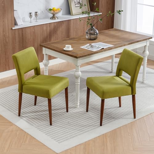 Haplized Accent Chairs Set of 2, Velvet Chairs with Solid Woood,Upholstered Dining Chairs for Living Room, Kitchen, Bedroom, Beauty Room,Dining room (Green, Set of 2)