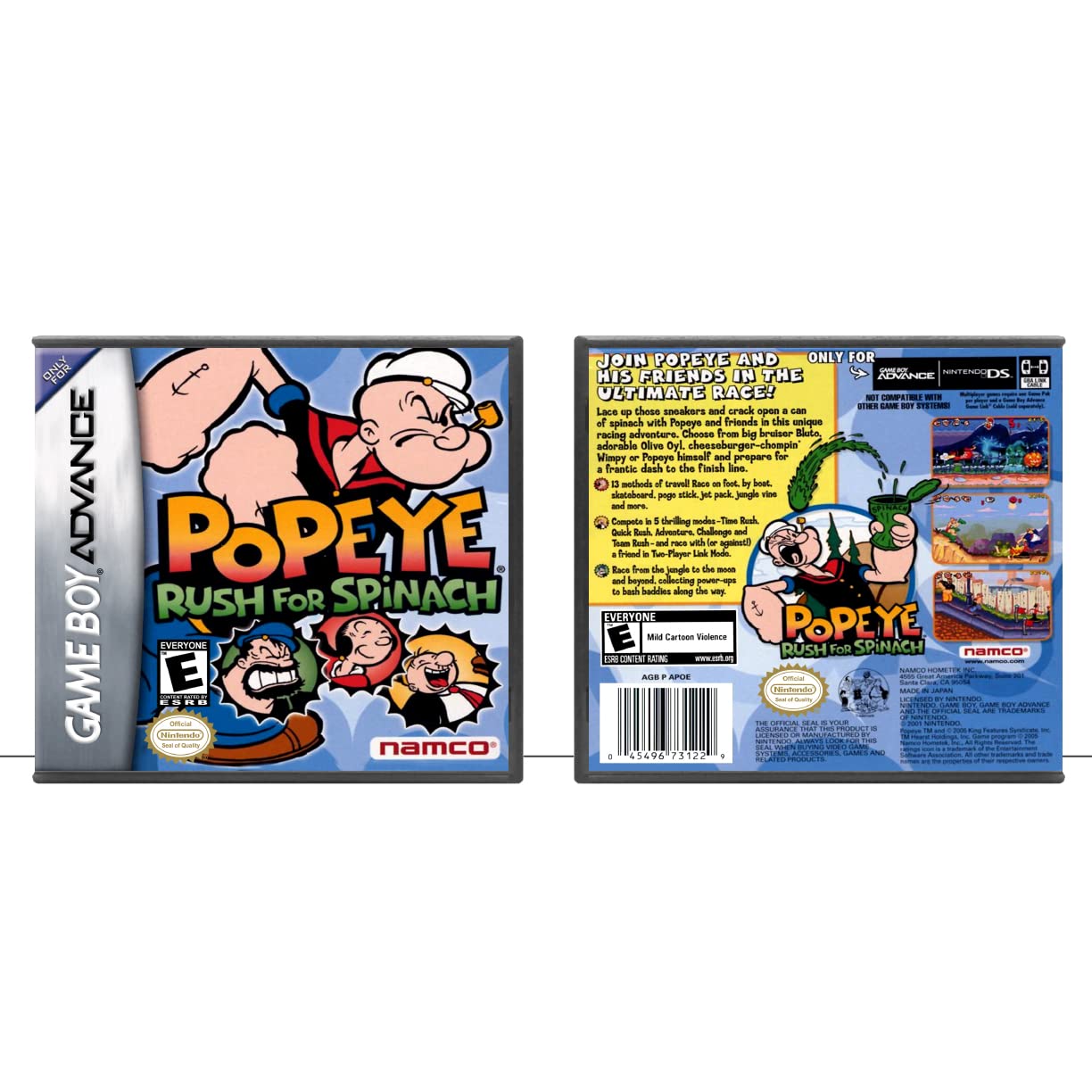 Popeye: Rush for Spinach | (GBA) Game Boy Advance - Game Case Only - No Game