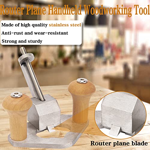 Router Plane Woodworking, Hand Router Plane for Woodworking, Small Wood Router Plough Chisel Plane Tool with Depth Stop and Holes for Base