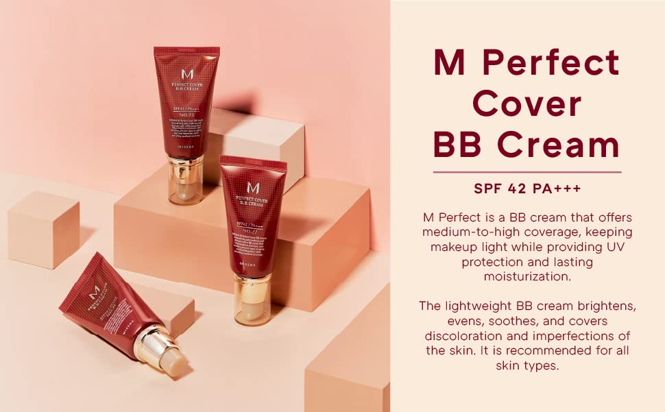 MISSHA M Perfect BB Cream No 31.Golden beige for medium/deep with neutral skin tone SPF 42 PA +++ 1.69 Fl Oz - Tinted Moisturizer for face with SPF