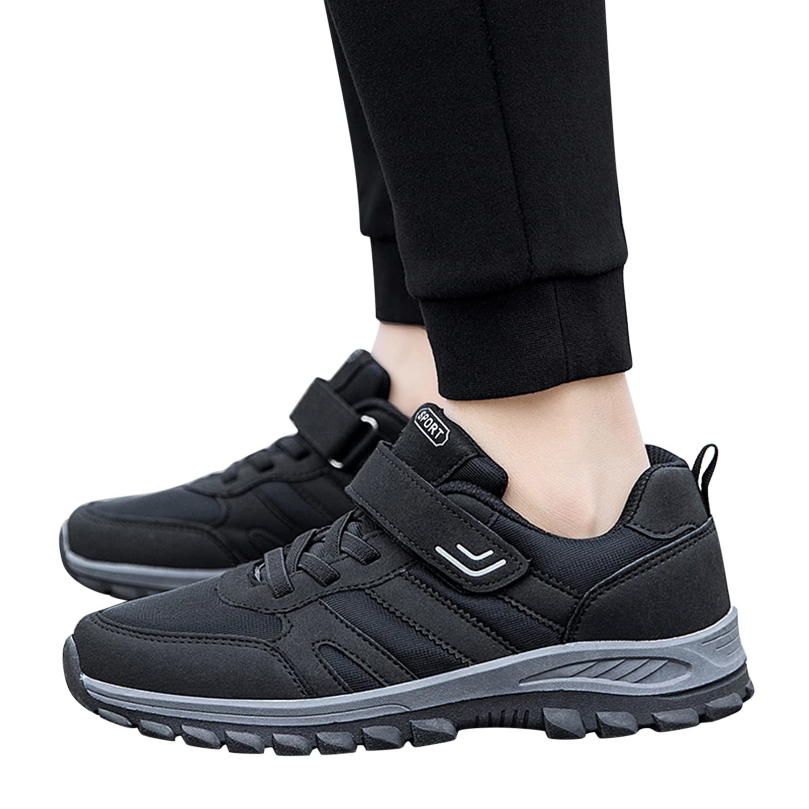 Men's Simple and Fashionable Flying Woven Round Head Solid Color Lightweight Breathable Soft 530 Mens Shoes Sneaker Black