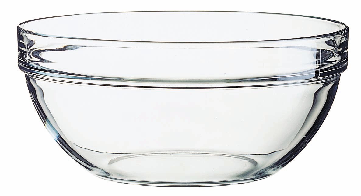 Luminarc Stackable Glass Bowls Set with White Lids, STD, Clear