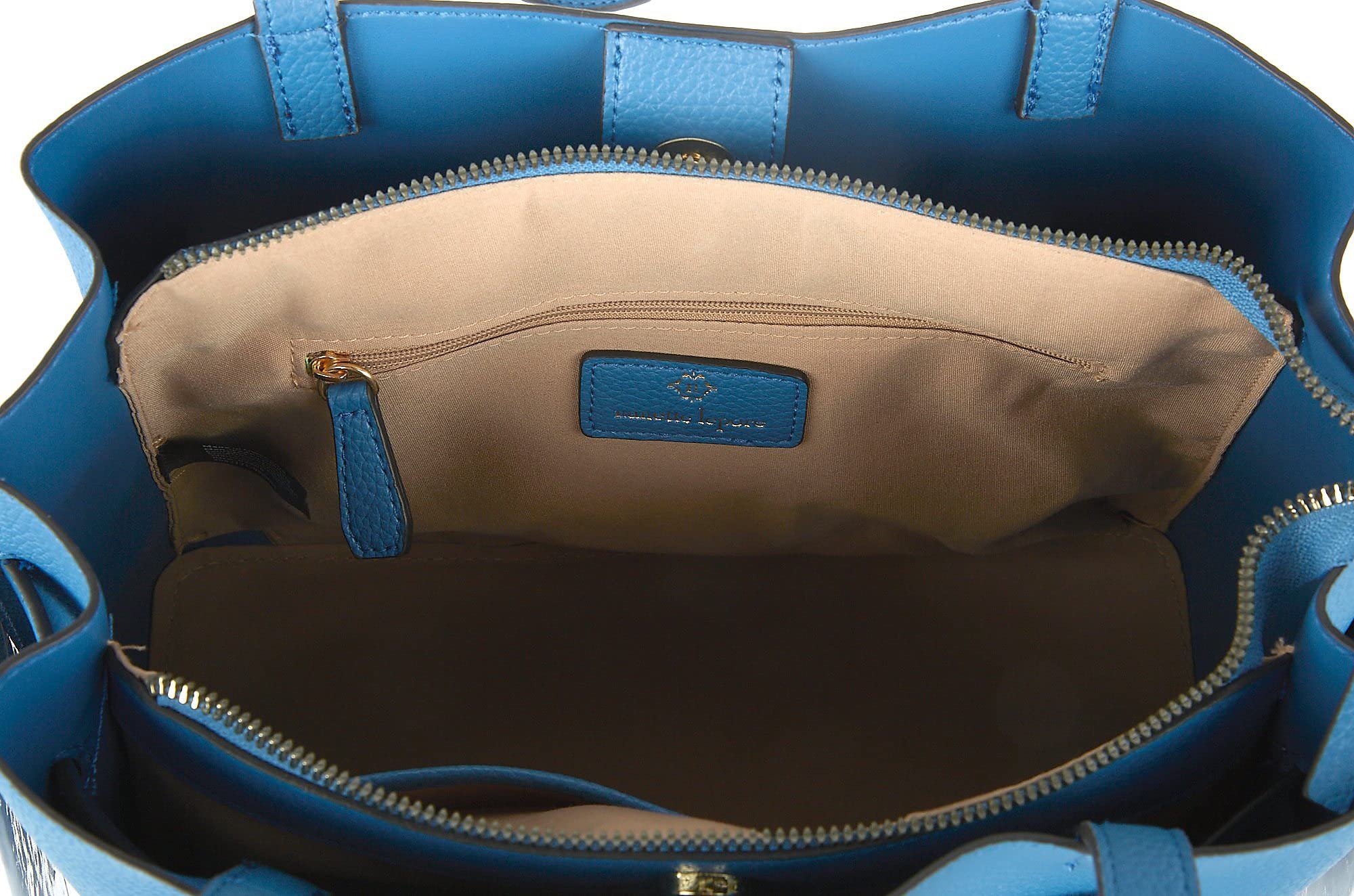 Nanette Lepore Charlie Solid Triple Section Shoulder Tote w/Belting Atlantic Blue One Size
