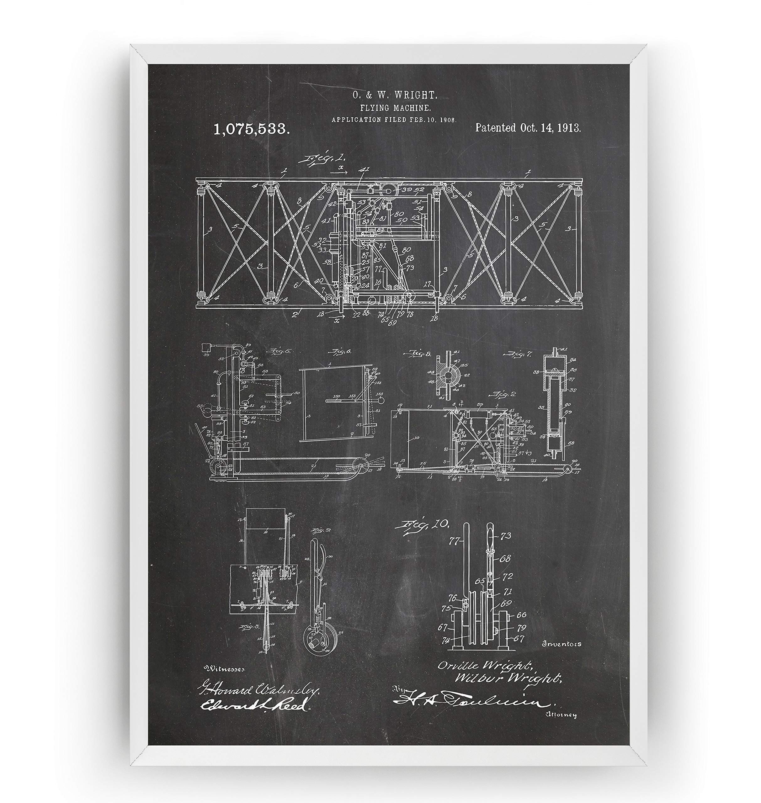 Magic Posters Wright Brothers Patent Prints - Flying Machine 1913 - Vintage Art Posters Pilot Gifts For Men Women Aviation Blueprint - Frame Not Included
