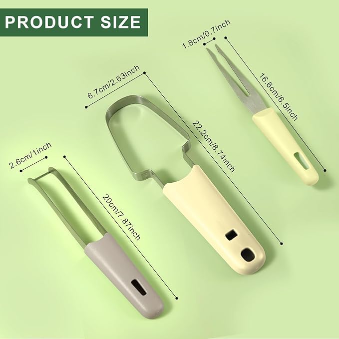 TROKKA 3-in-1 Watermelon Fork Slicer Cutter,Stainless Steel Watermelon Popsicle Cutter Watermelon Cutter Slicer Tool Melon Cutter Knife Portability Fruit Fork for Camping Kitchen Gadgets (Beige)
