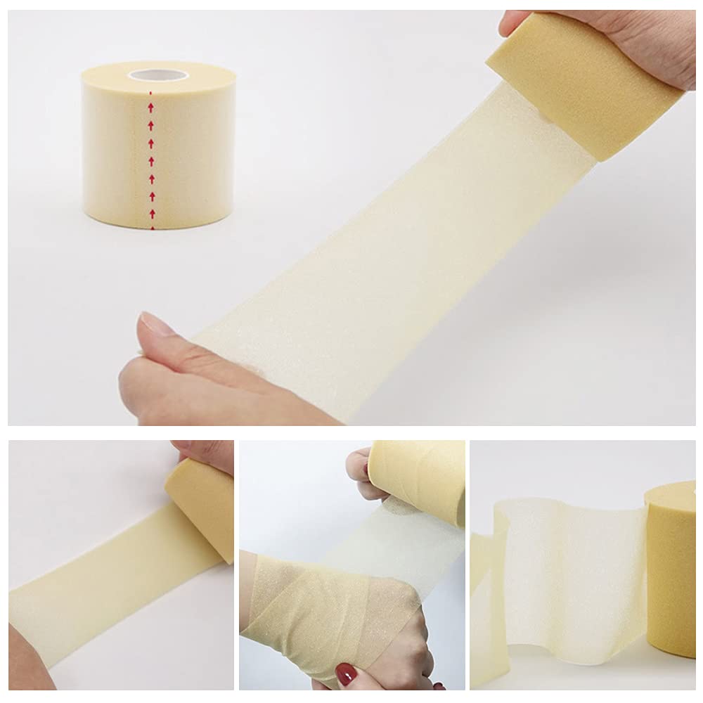 KISEER 5 Rolls Foam Sports Pre-Wrap Underwrap Bandage Athletic Tape for Hair Wrists Elbow Knees Ankles