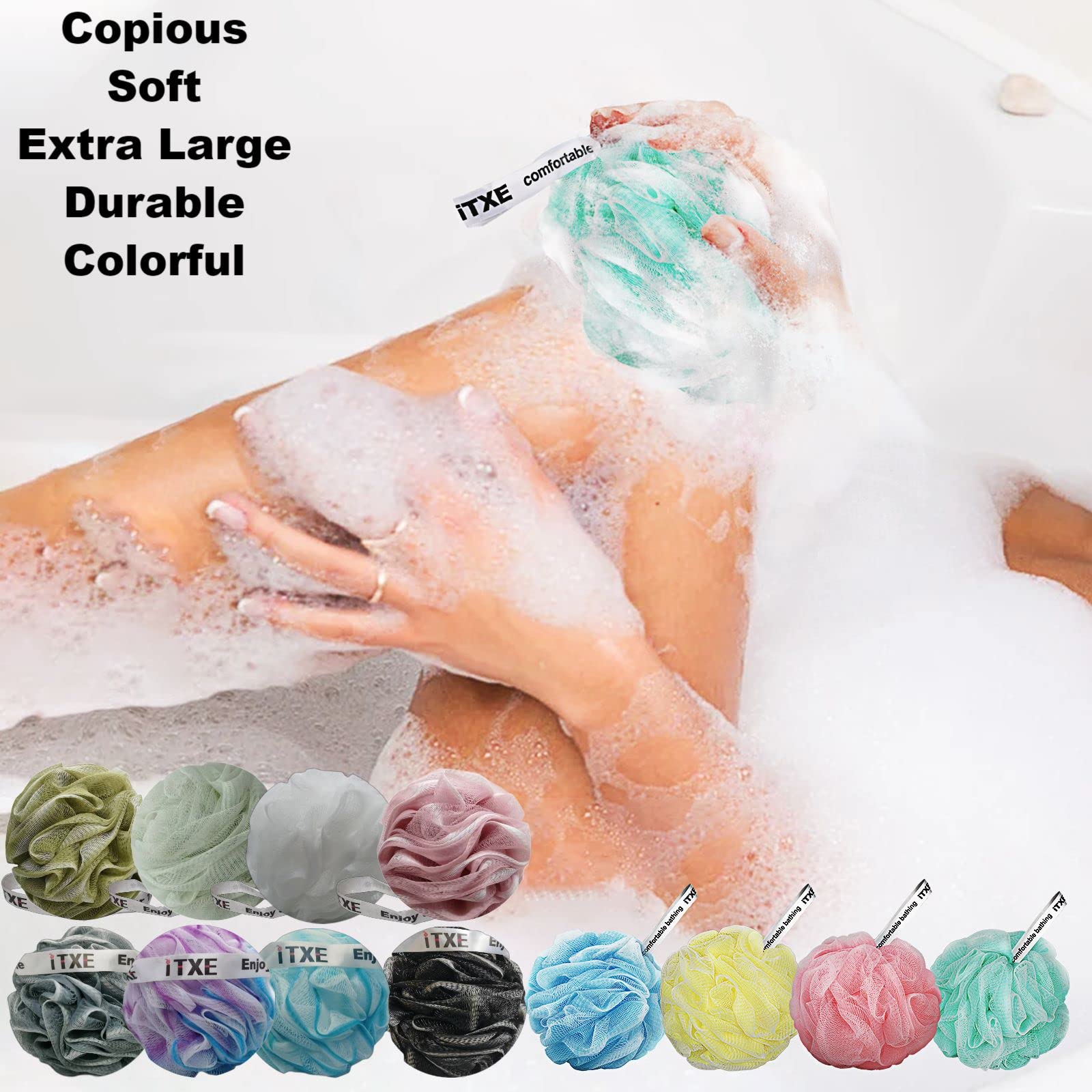 Premium Loofah Bath Sponge Shower Scrubber Body Wash Pouf Exfoliating Essential (Set of 1, Grey)