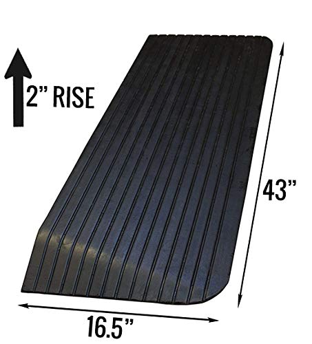 RK Safety RK-RTR03 2" Rise Solid Rubber Power Wheelchair Scooter Threshold Ramp (1 Pc)