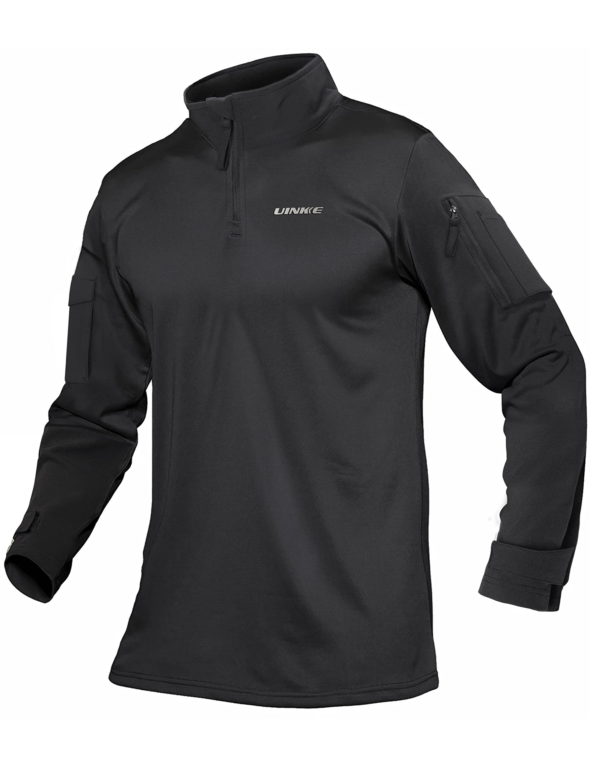 Men's UPF50+ 1/4 Zip Shirts Quarter-Zip Pullover Long Sleeve Outdoor Workout Golf Hiking Athletic Tops Sweatshirt Black