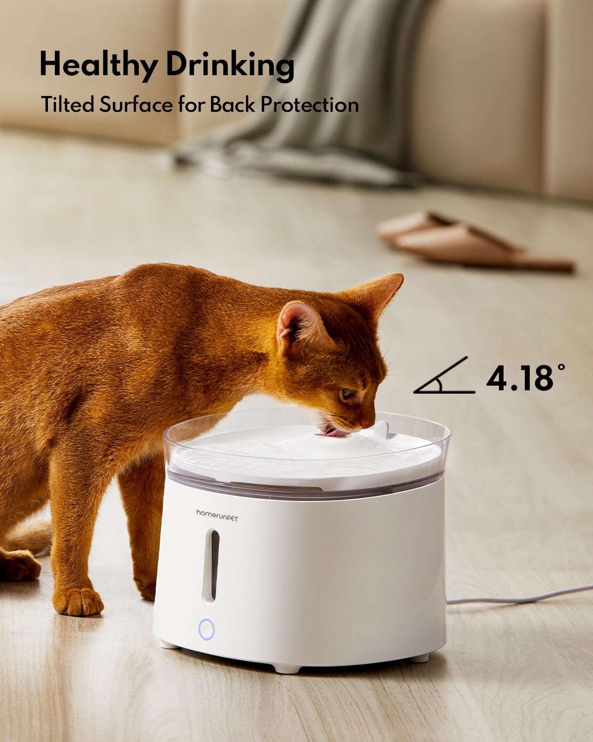 Silent Cat Water Fountain, HomeRunPet Pet Fountain with Wireless-Pump, Small-Dog Water Dispenser, Dual Mode, Quick Assembly & Easy-Clean, Filters Included, 68 oz/2L