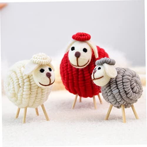 SAFIGLE Christmas Decor Miniture Decoration Fireplace Decor Ram Bauble Ornament Nordic Wool Felt Lamb Desktop Christmas Sheep Crafts Pendant Doll Bamboo Christmas Tree White Overall