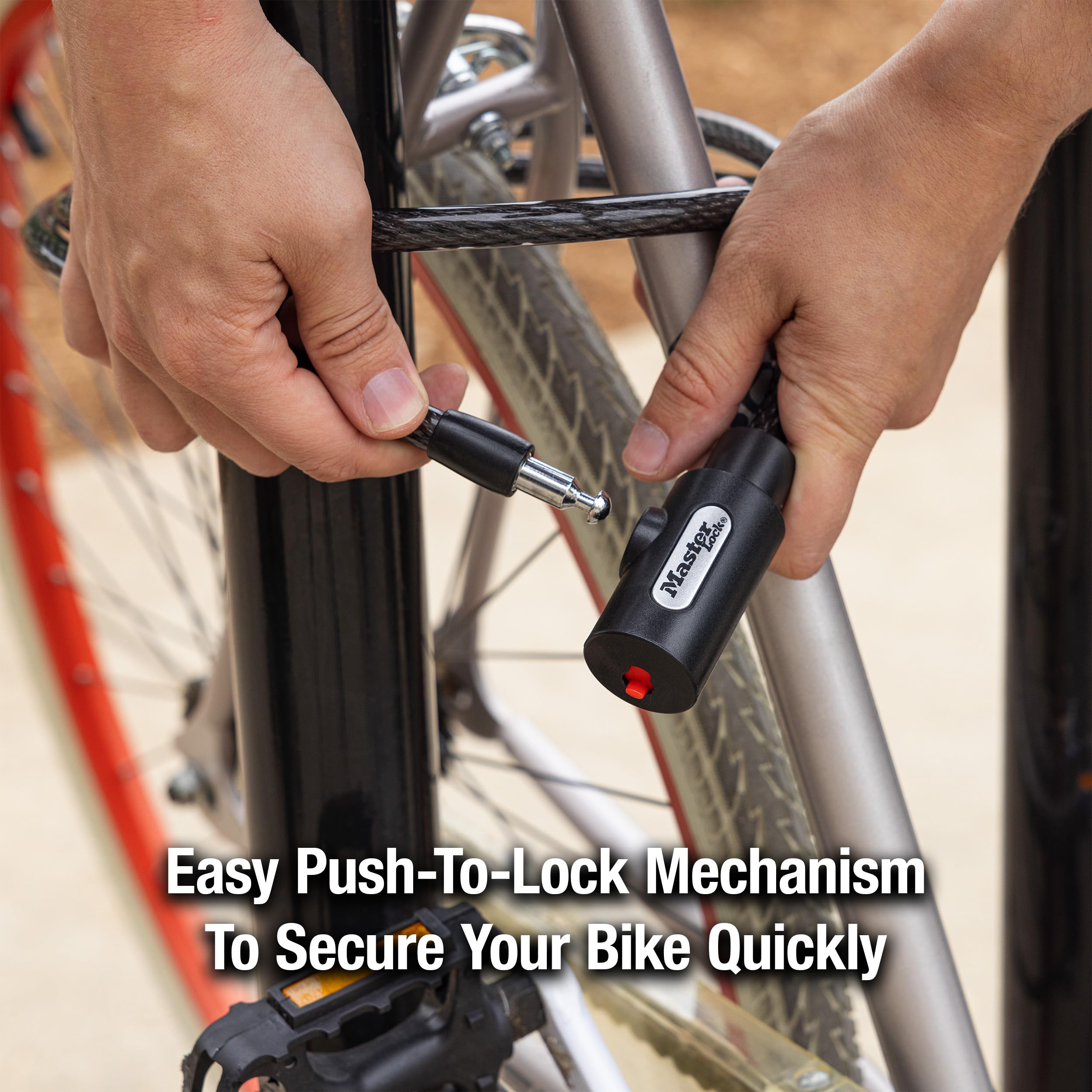 Master Lock 8364DCC Cable Bike Lock with Key, 5 ft. Long, Black