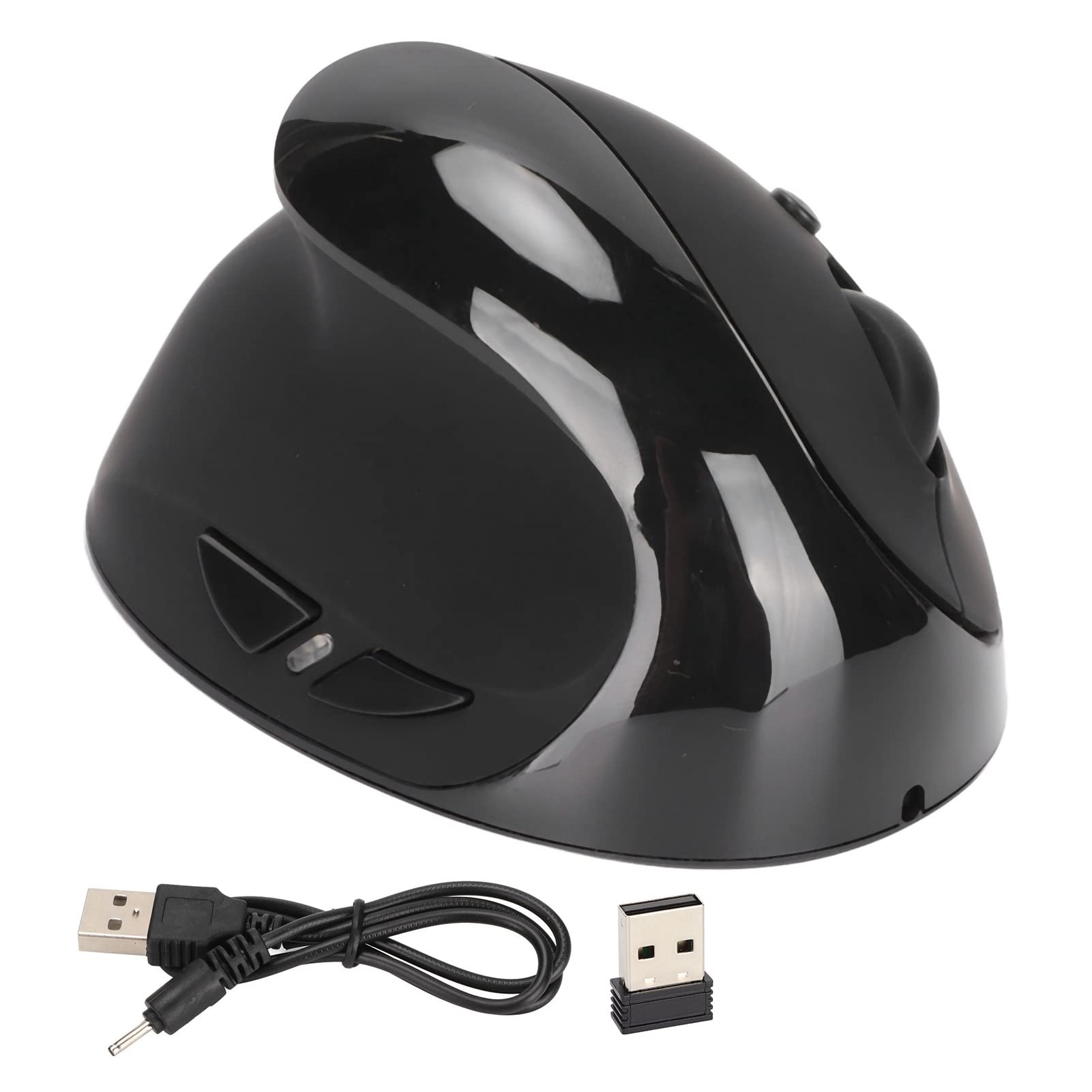 Pomya Left Hand Vertical Mouse, Ergonomic Wireless Left Handed Mouse, Rechargeable Ergonomic Vertical Mice, with USB Adapter for PC Laptops Desktop(Black)