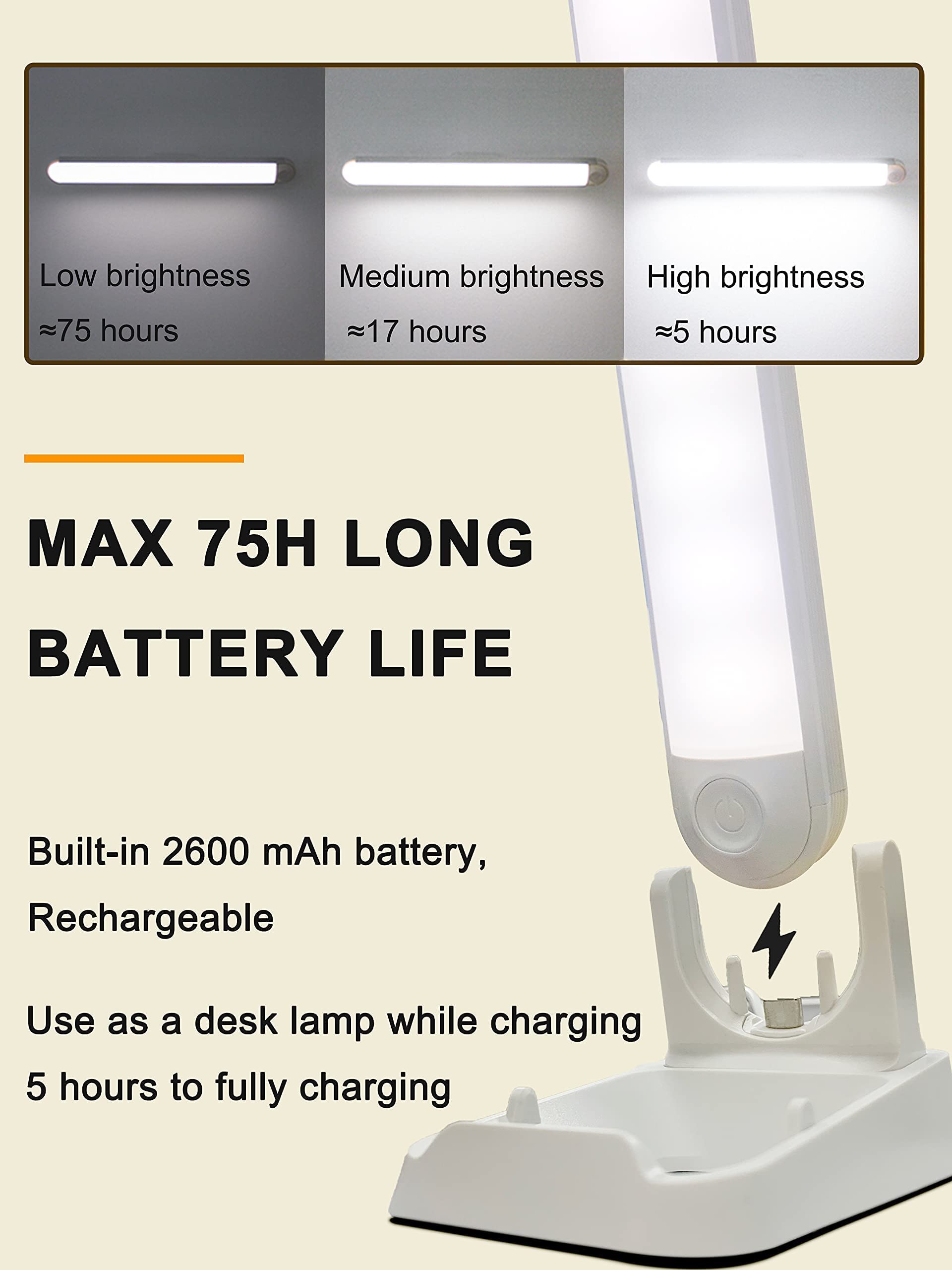 KAGWON Wall Reading Light, 6W 26 LED 2600mah Battery, Stick on Bunk Bed Lamp Dimmable Tap Bar Lights Magnetic Mounted Wireless Under Cabinet Lighting Rechargeable Closet for Vanity Makeup Mirror