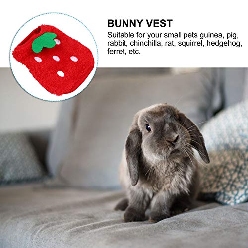 Winter Warm Fleece Bunny Rabbit Clothes Small Pets Strawberry Warm Vest Small Animals Costume Accessories for Hamster Guinea Pig Chinchilla Ferret 3XS Red