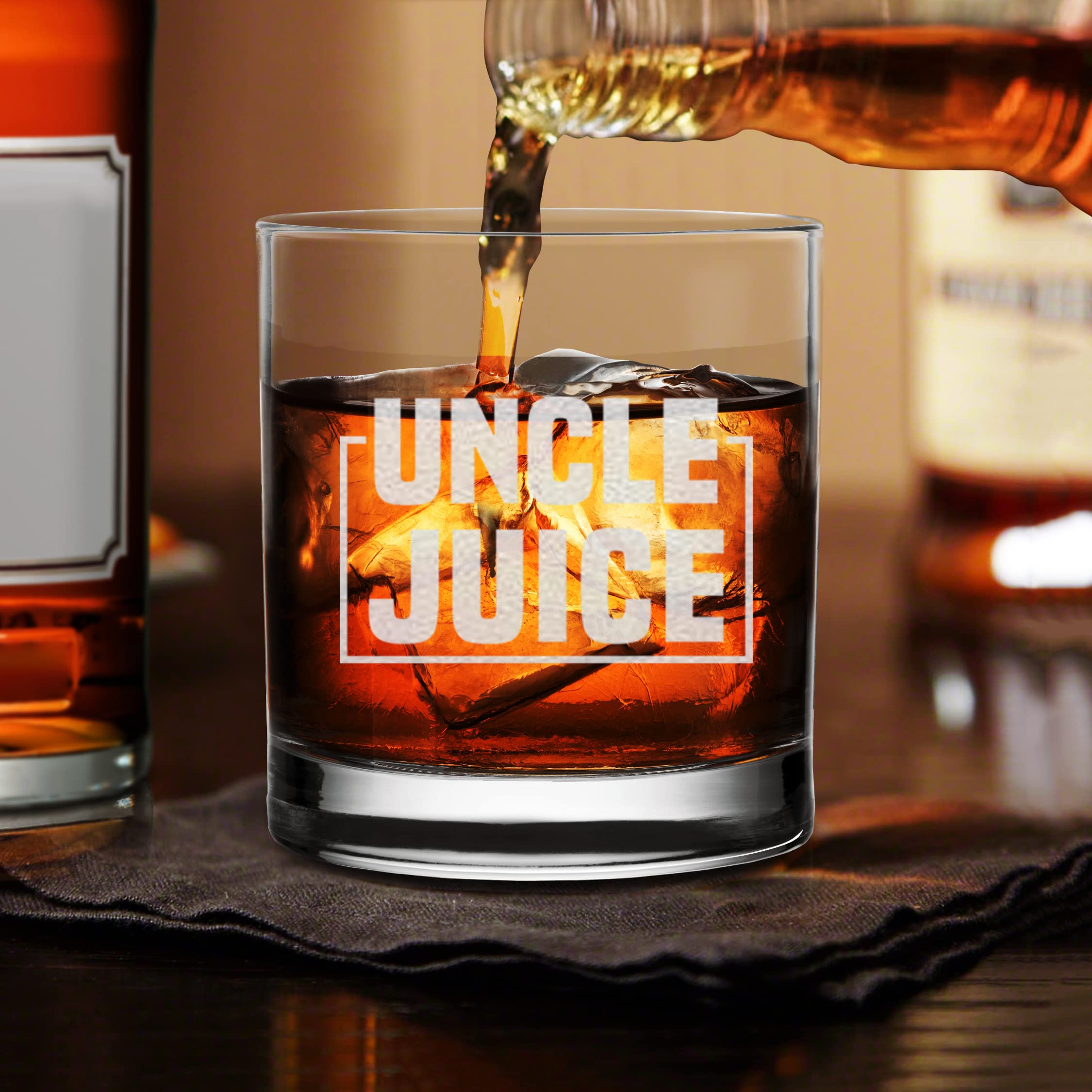 NeeNoNex Uncle Juice Whiskey Glass - Great Gift for Uncles - Special Uncle Rock Glass for Birthday Father’s Day Christmas