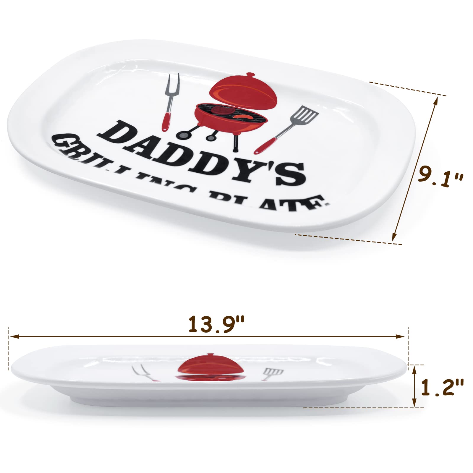 Nefelibata BBQ Daddy Grilling Platter Gift Father’s Day Barbecue Serving Tray Plate Dishes Birthday Valentine's Day Gift Ideas for Him Men Grandparent Dad Outdoor Indoor