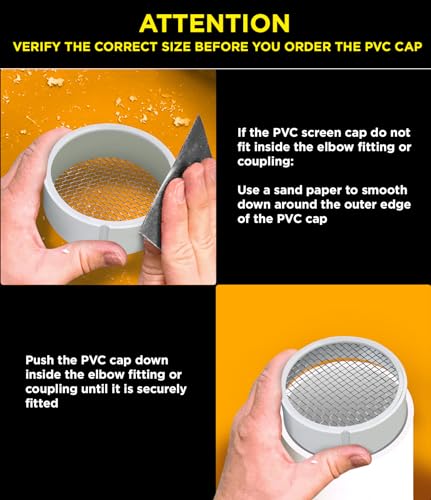 Raven R1508 Termination Cap Vent Cover Mesh Screen, Round Furnace PVC Pipe Stainless Steel Roof Vent Cap, Drain Screen 2" Inner & 2-3/8" Outer Diameter