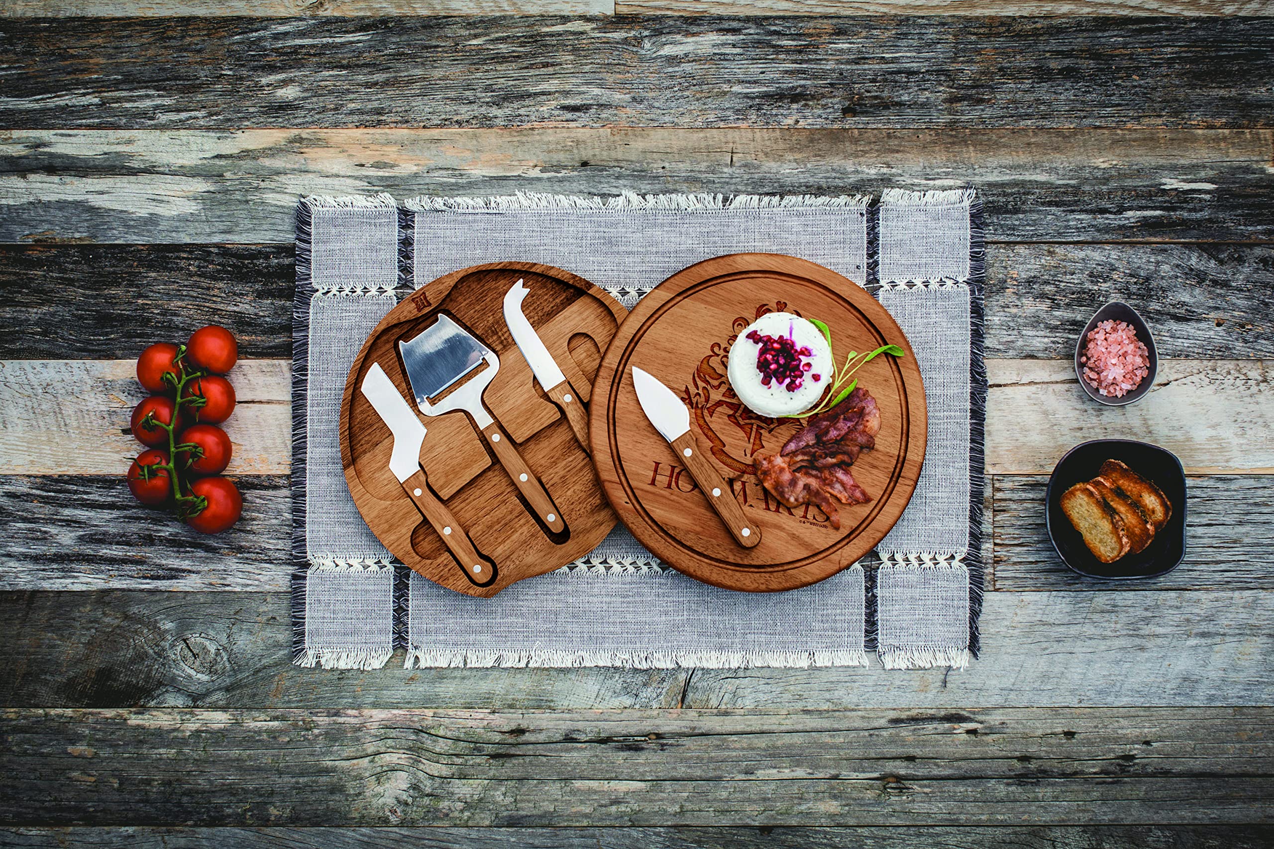 PICNIC TIME 855-04-512-053-18 Acacia Circo Cheese Board and Knife Set Charcuterie Board Set Wood Cutting Board 10.2 x 10.2 x 1.6 Harry Potter Hogwarts - Acacia Wood