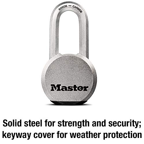 Master Lock Magnum Heavy Duty Solid Steel Padlock with Key, Silver, M930XKADLH