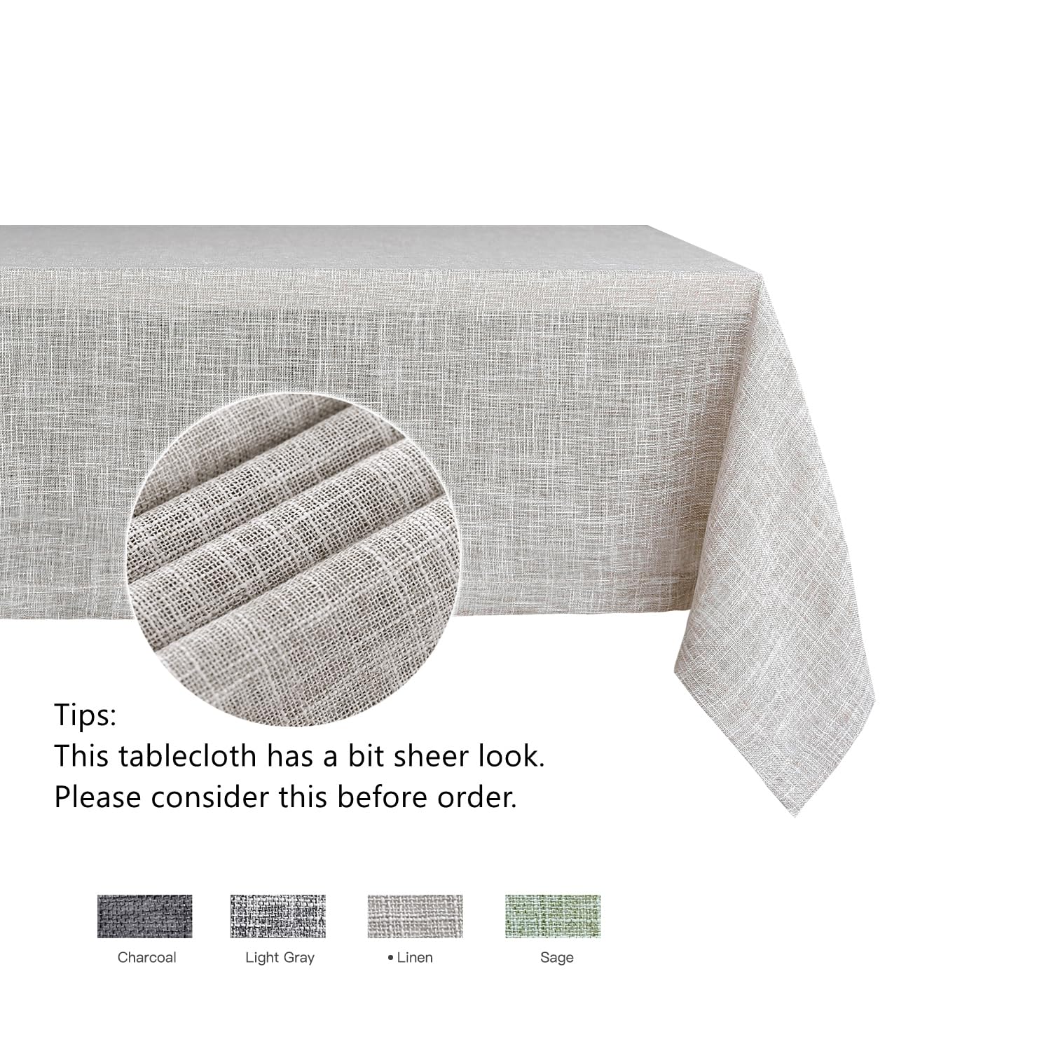 maxmill Flaxy Faux Linen Table Cloth with 2-Tone Slubby Texture Wrinkle Resistant Anti-Shrink Soft Tablecloth for Kitchen Dining Tabletop for Buffet Banquet Parties Rectangle 52 x 70 Inch Linen