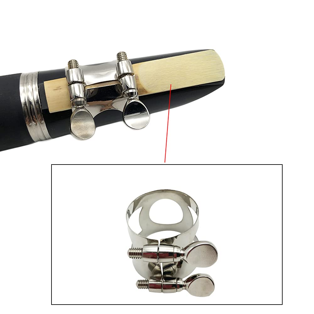JFDWOPHT Nickel-plated Silver Clarinet Mouthpiece Ligature with Double Screws Suitable for B Flat Clarinet
