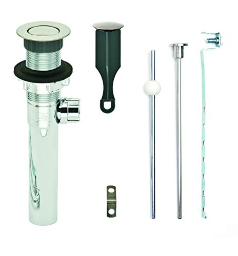PF WaterWorks PF0730-BN-CH-NO, Chrome Plated ABS Body Bathroom Sink/Lavatory Pop-Up Drain with Ball Lift Rod | Without Overflow | CUPC Listed, Brushed Nickel