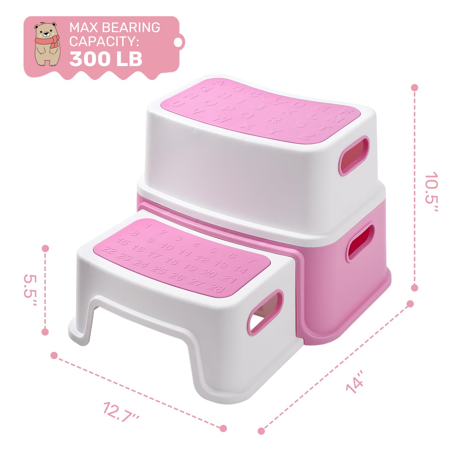 Ronipic 2 Step Stools for Kids, Toddler Step Stool for Toilet Potty Training, Anti-Slip Potty Stools with Numbers/ABC, Bathroom Step Stool for Kitchen