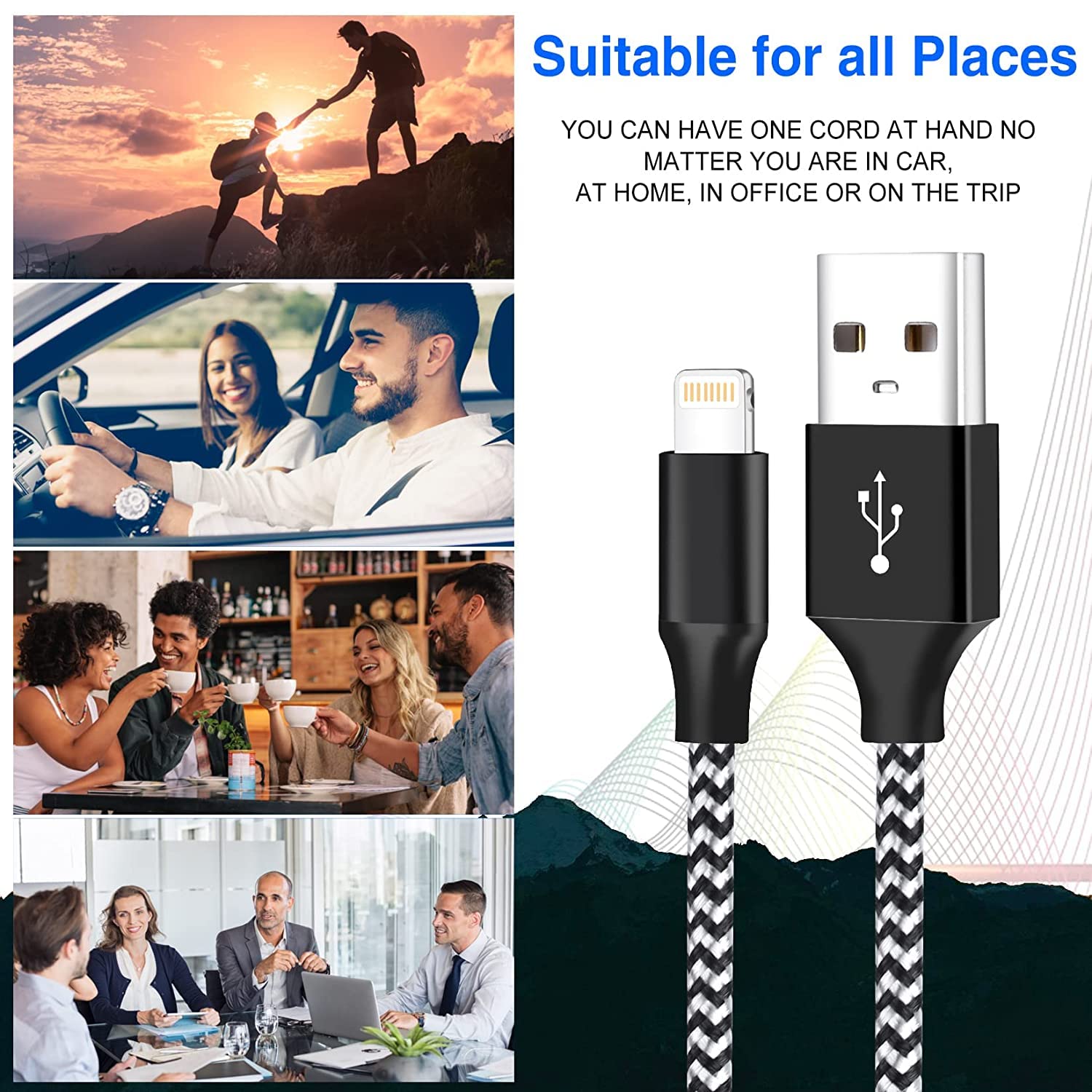 SpeedScope iPhone Charger Cable Cord,Lightning Charging Cable [MFi Certified] 5Pack 6FT Quick Charger Charging Cable Cord for iPhone 14/13/12/12 MiNi/11 Pro/XR/XS/X/8/7/6/5/SE/iPad Air/AirPods