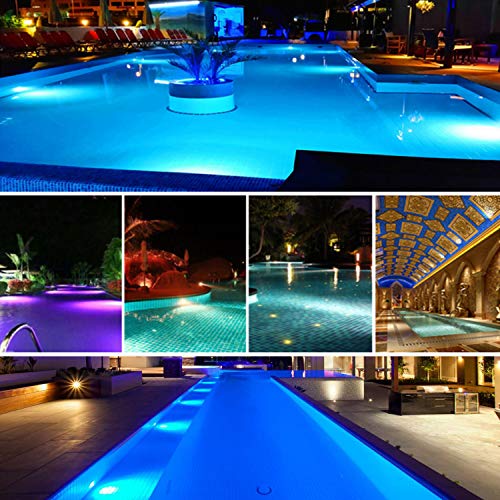 Roleadro Led Underwater Pool Lights, Waterproof IP68 47W RGB Swimming Pool Light Multi Color, 12V AC/DC Led Inground Pool Light Control with Remote Controller (Not Include Transformer- 16ft Cord