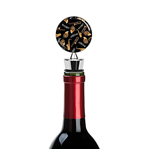 Musical Instruments Saxophone French Hor Wine Bottle Stoppers Reusable Plug Wine Saver Corks for Beverage Holiday Party Kitchen Decorative