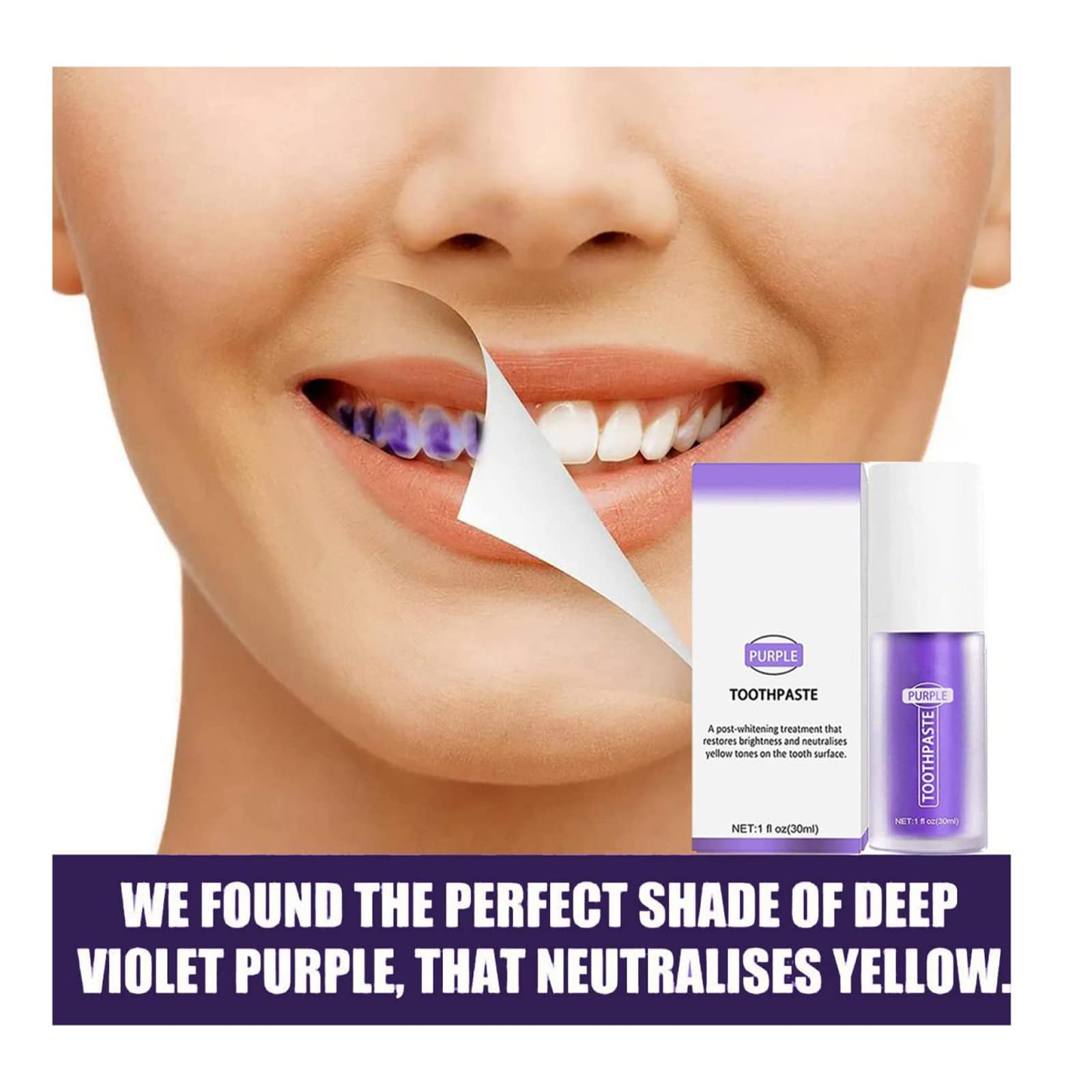 Purple Teeth Whitening Cleaner Toothpaste, Sensitive Teeth Toothpaste to Protect The Gums, Teeth Whitening Toothpaste for Stains Removal, Against Yellow Teeth and Cavities