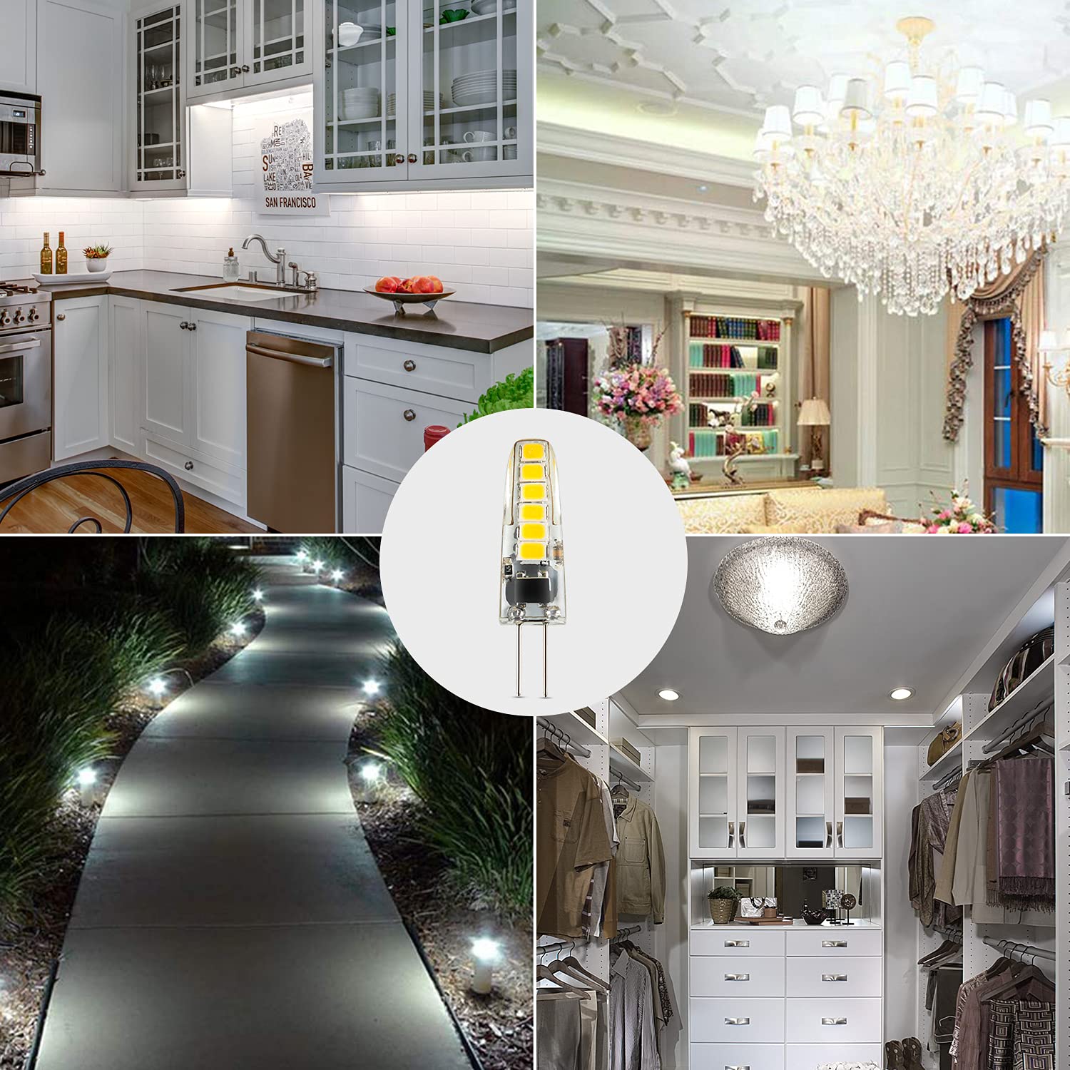 KAIQI G4 LED Bulb Dimmable AC 110-130V G4 Bi-Pin Light Bulb 3W (30W Halogen Bulb Replacement) 6000K Daylight White, 6 Pack