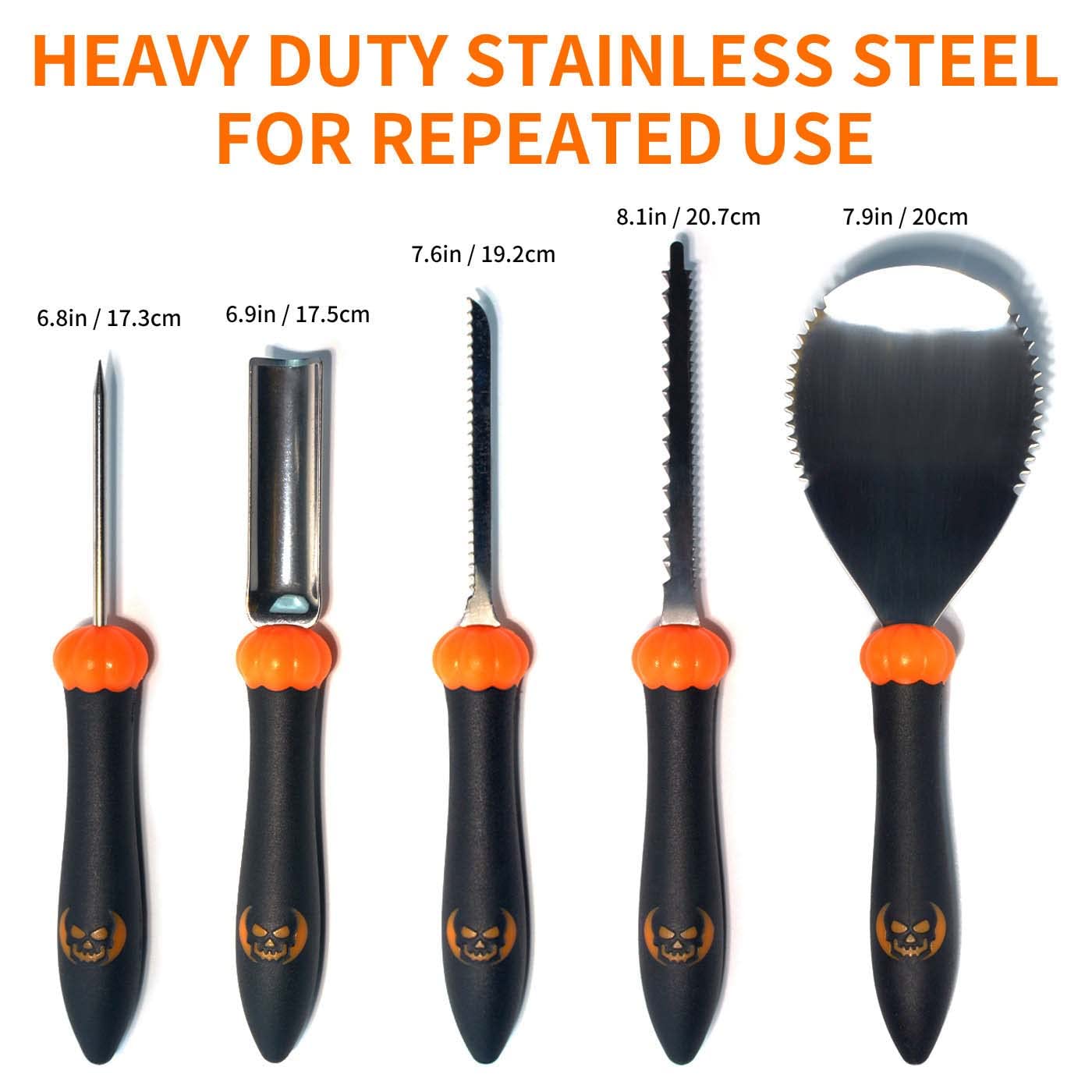 Pumpkin Carving Kit for Adults & Kids, With Professional Comfortable Handle Stainless Steel Carving Knife Set, Detail Sculpting Tools, Pumpkin Patterns, LED Light Candles, For Halloween Decoration