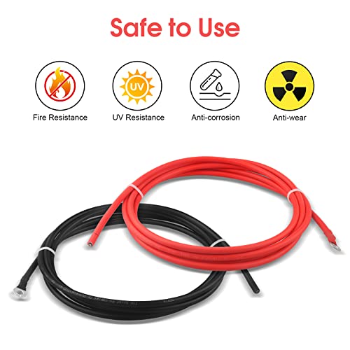PAEKQ 10 Gauge Tray Cables Solar 10AWG(6mm²) Power Inverter Battery Cables PV Tinned Copper Electrical Wire with O-Type Terminal for Solar Panel Marine Boat RV Automotive Harness Wiring(10FT)